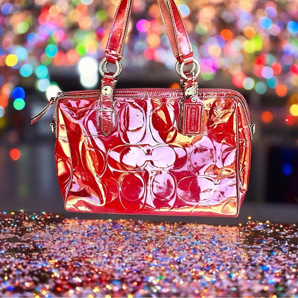 Coach | Bags | Coach Red Leather Shoulder Bag Minor Rub Discoloration ...